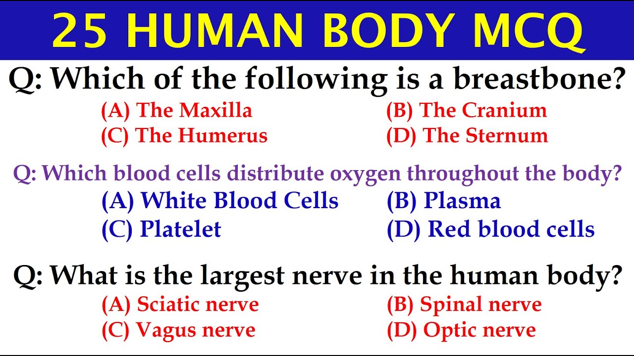 Human Body Quiz | Human Body Important Question | Human Body MCQ ...