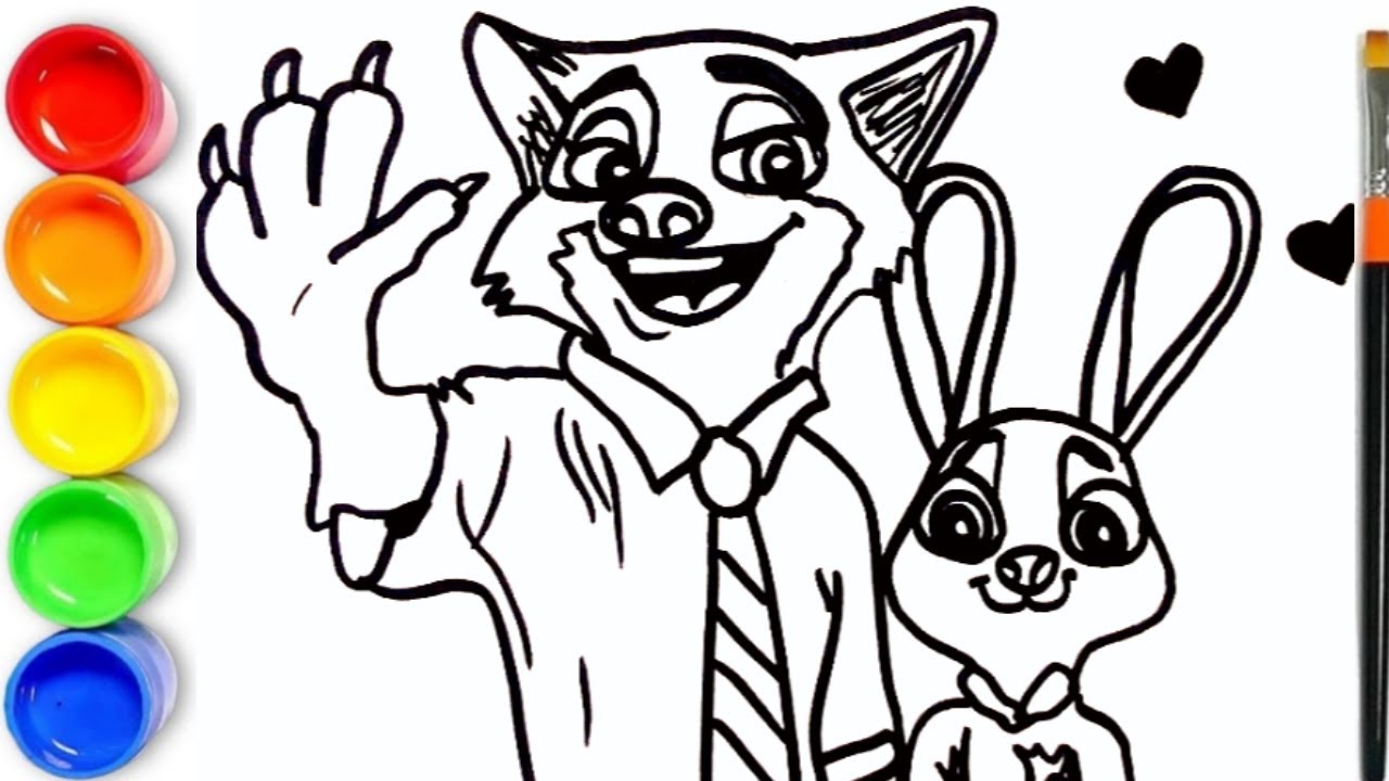 Zootopia | How to draw Zootopia | Nick And Judy Drawing Zootopia ...