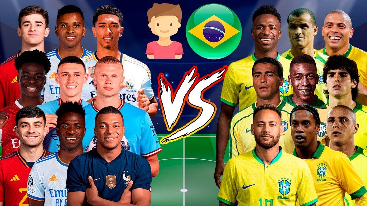 Young Legends 🆚 Brazil Legends (Mbappe, Haaland, Neymar, Vinicius, Pele ...