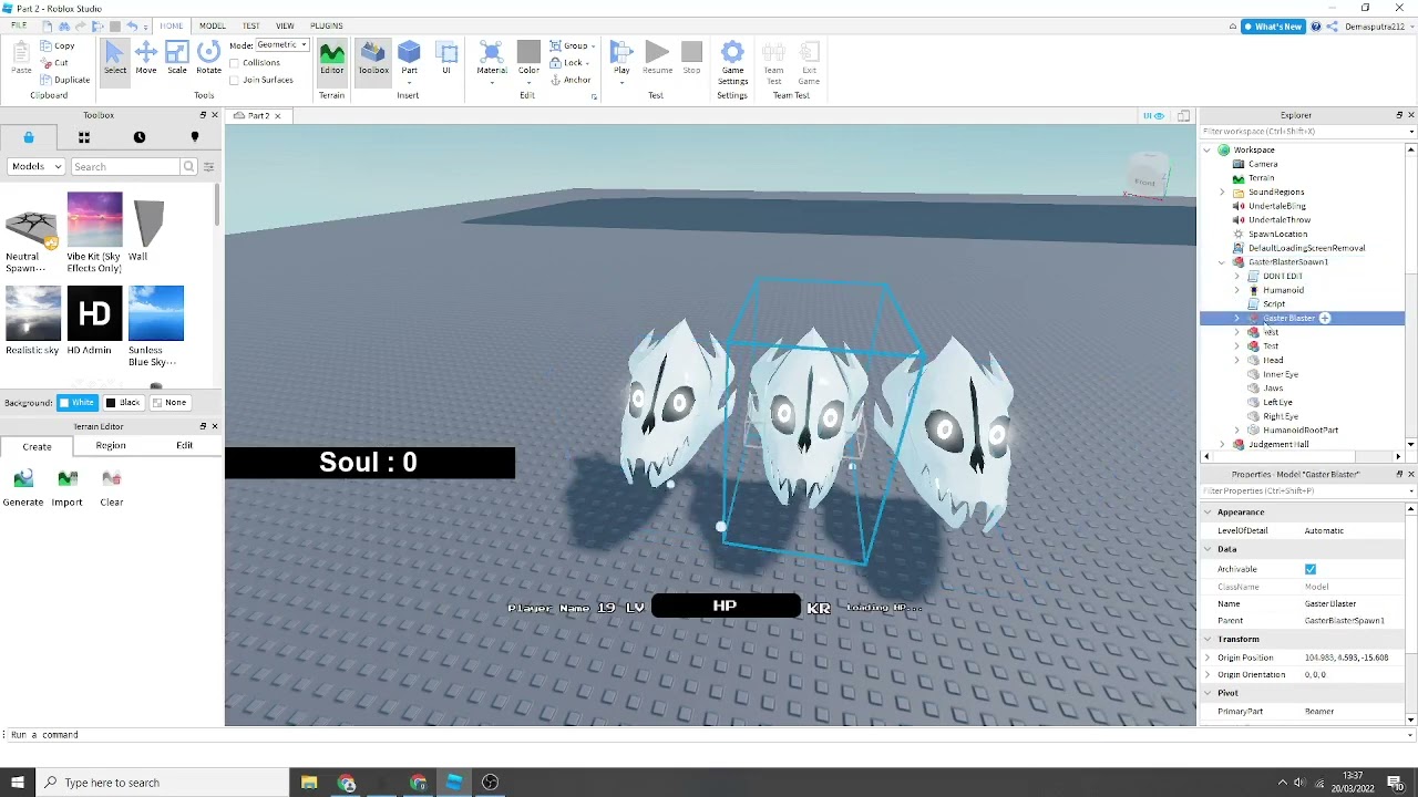 Roblox Studio How To Make Gaster Blaster Spawn 3 Or 2 Gaster Blaster ...