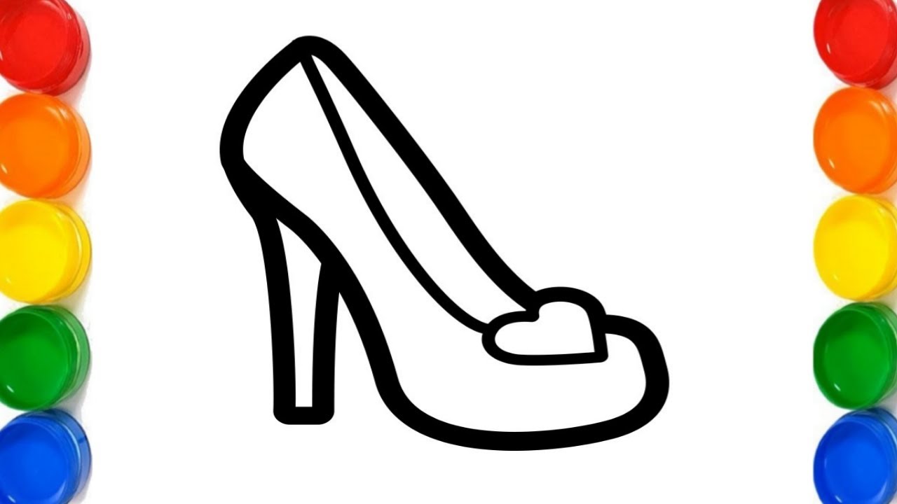 Girls Shoes drawing & painting for kids* Cute Shoes Drawing, painting ...