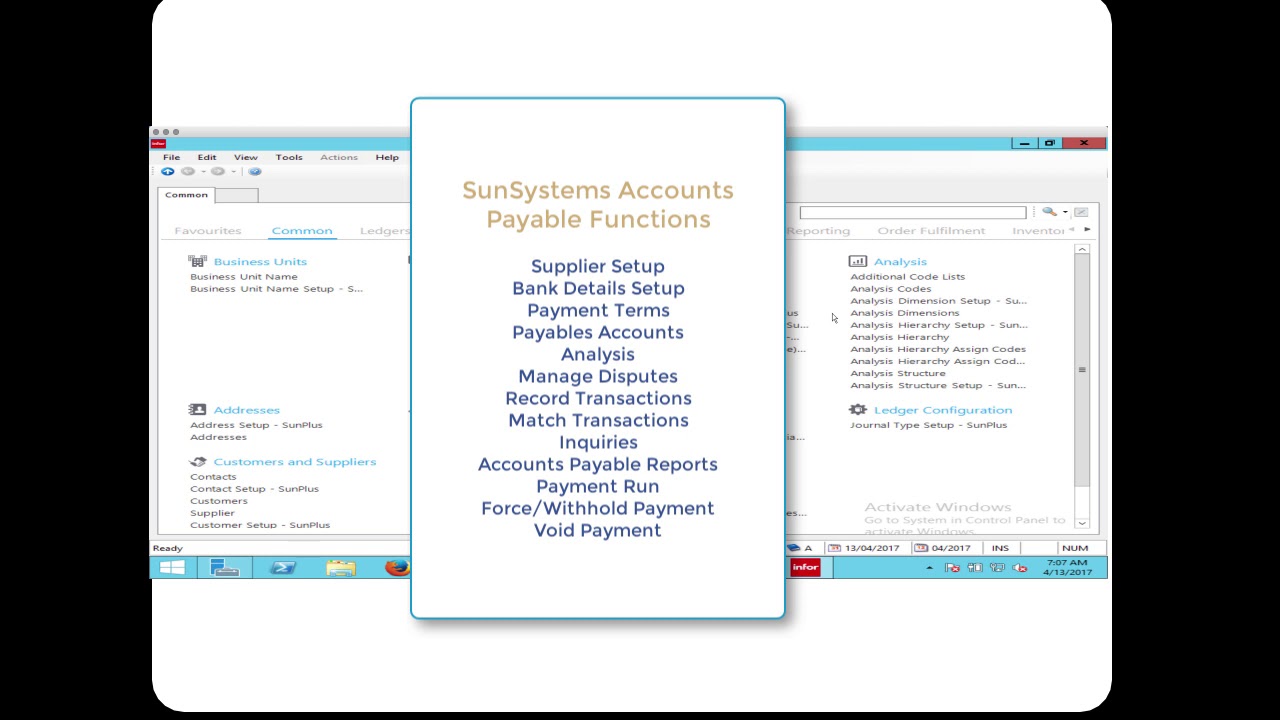 01 Accounts Payable System Setup 1 #Infor #SunSystems #SunPlus # ...