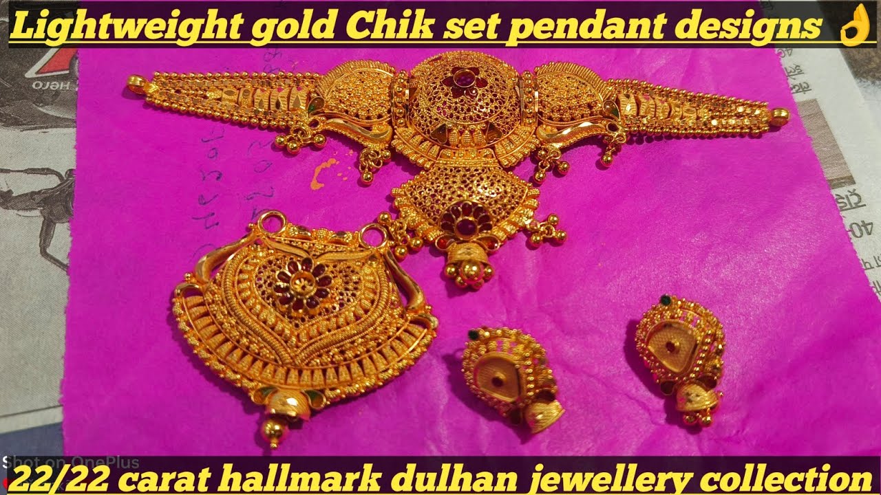 gold chik set design 22/22 carat hallmark। gold pendant design with ...