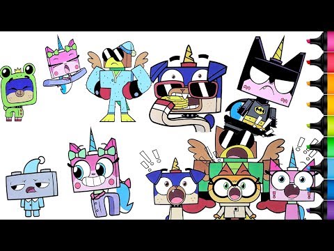Unikitty Coloring Book Pages Compilation Sleepover Batkitty Hawkodile Dr Fox Puppycorn Rainbow Splas