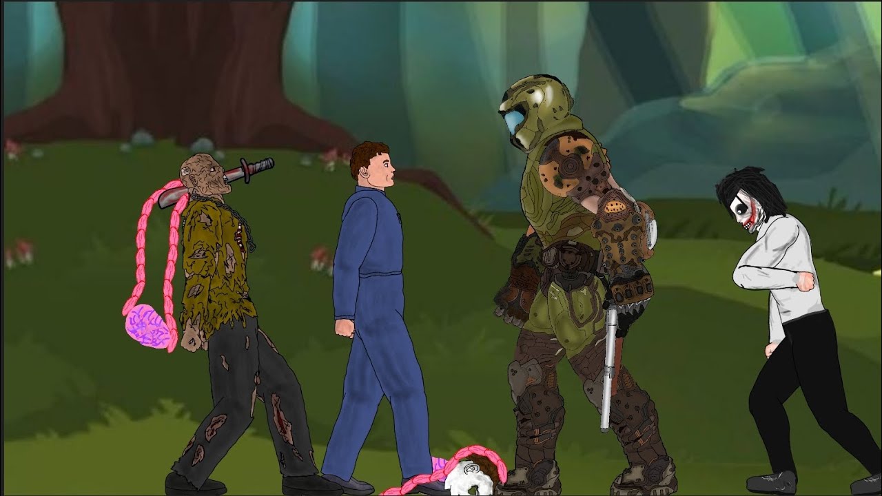 Jason voorhess vs michael myers vs Jeff the killer vs Doom slayer - YouTube