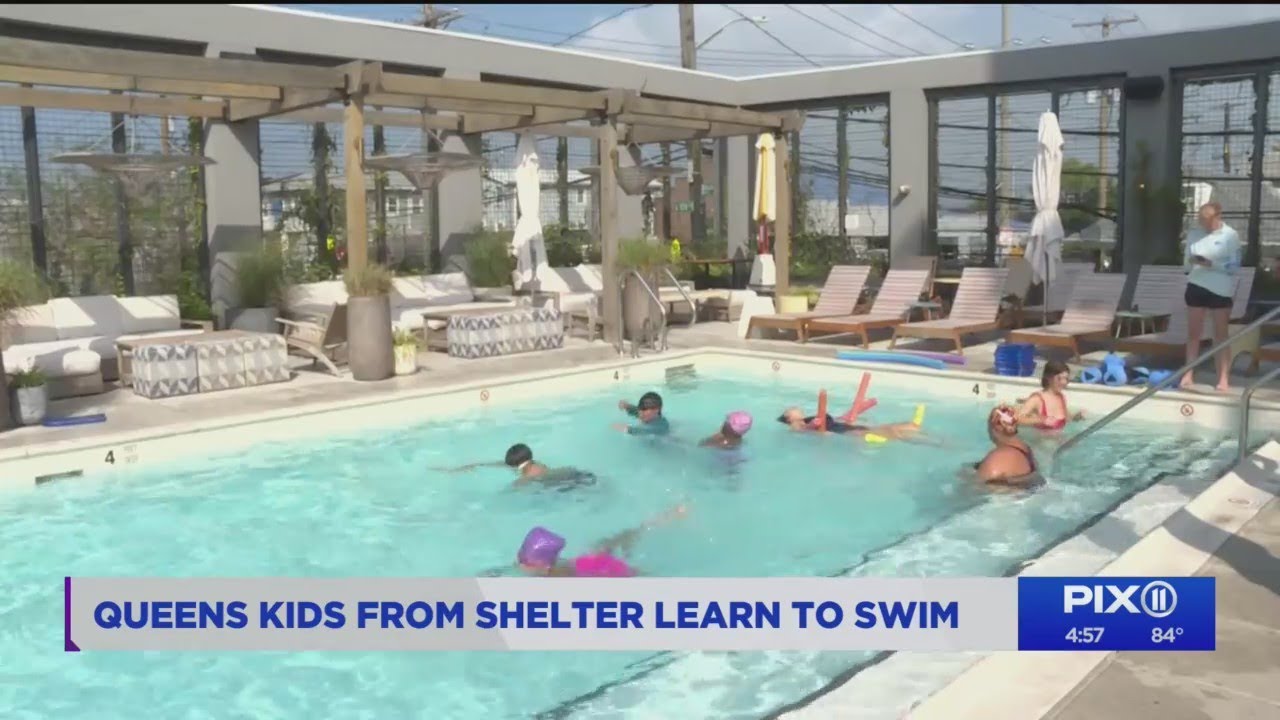 Queens kids living in shelters receive free swimming lessons - YouTube