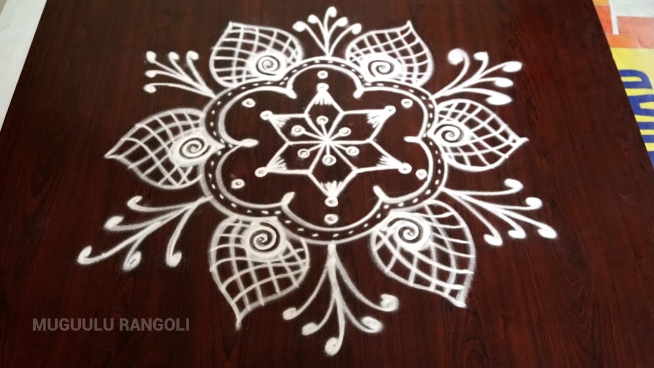 5 chukkala muggulu || 5 dots rangoli designs || poo kolam with 5 dots ...