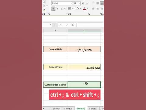Current Date and Time Shortcut Key in Excel - YouTube