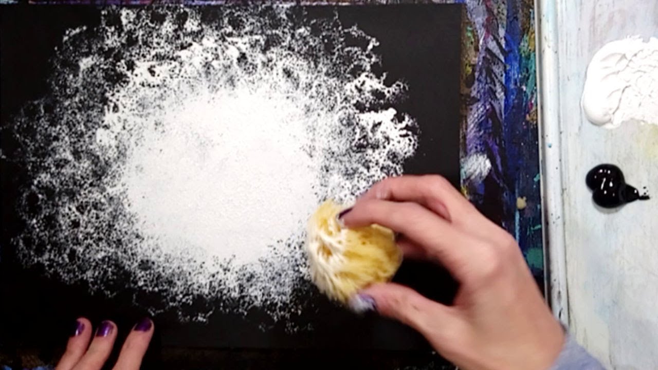 Forest Light Sponge Painting with Acrylics - Grayscale Monochrome ...