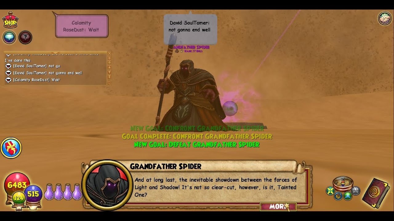 Wizard101: Death Playthrough Part 275-Grandfather Spider(Mirage Finale ...