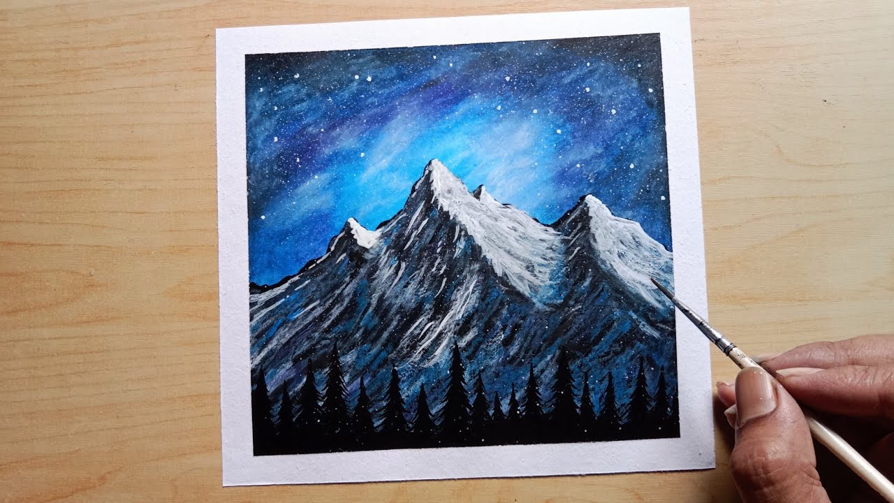 How to Draw Mountain Scenery Easy 😲|How to draw Mountain with Oil ...