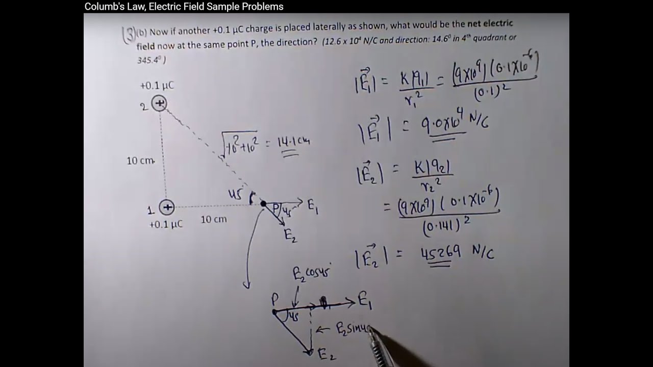Electrostatics Columb's Law, Electric Field Sample Problems - YouTube