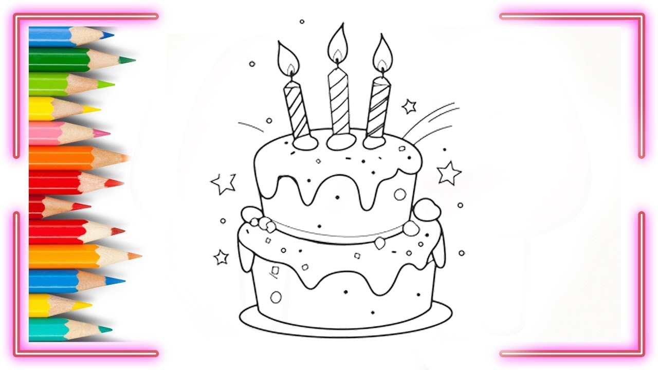 How To draw Cake Drawing For kids // bachchon ke lie kek kee draing ...