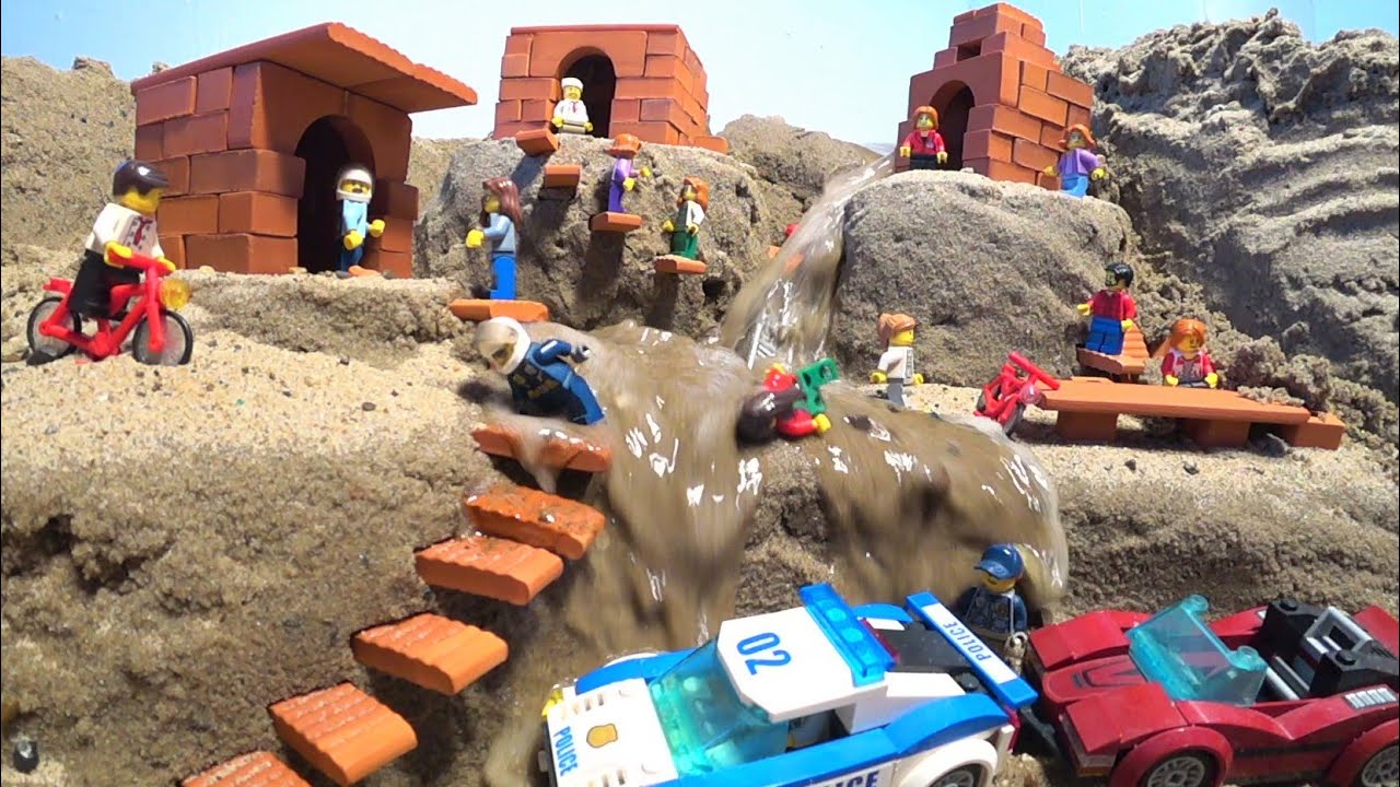LEGO DAM BREACH AND MINI BRICK CITY DESTROY - YouTube
