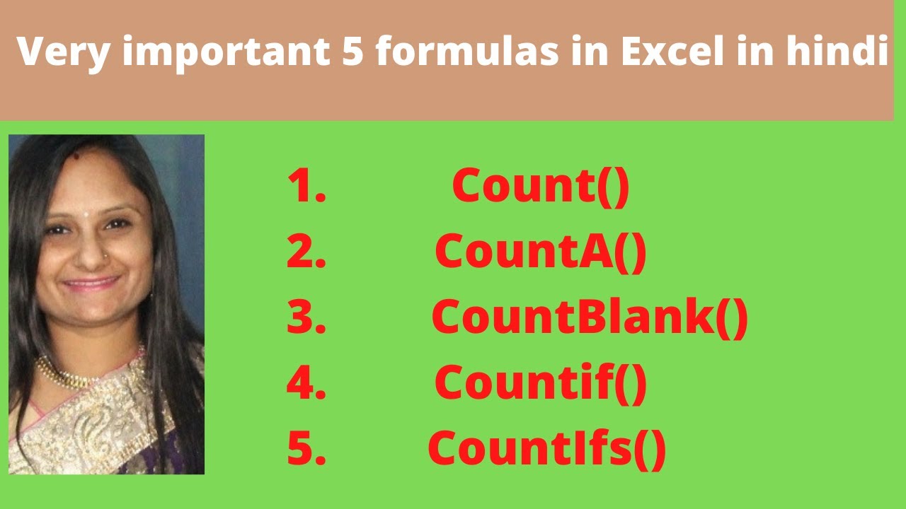 important Excel formulas: count,countif,countifs,countA, countblank in hindi - YouTube