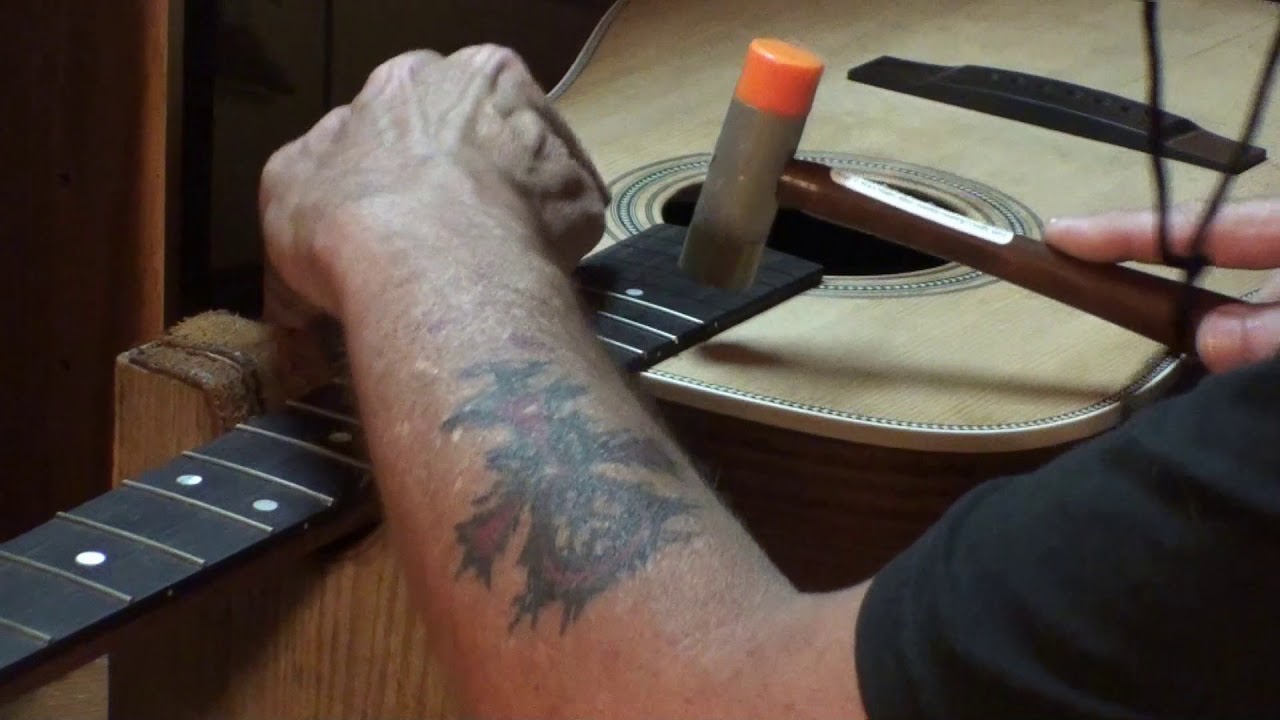 stewmac hd28 kit guitar fretting part 7 - YouTube