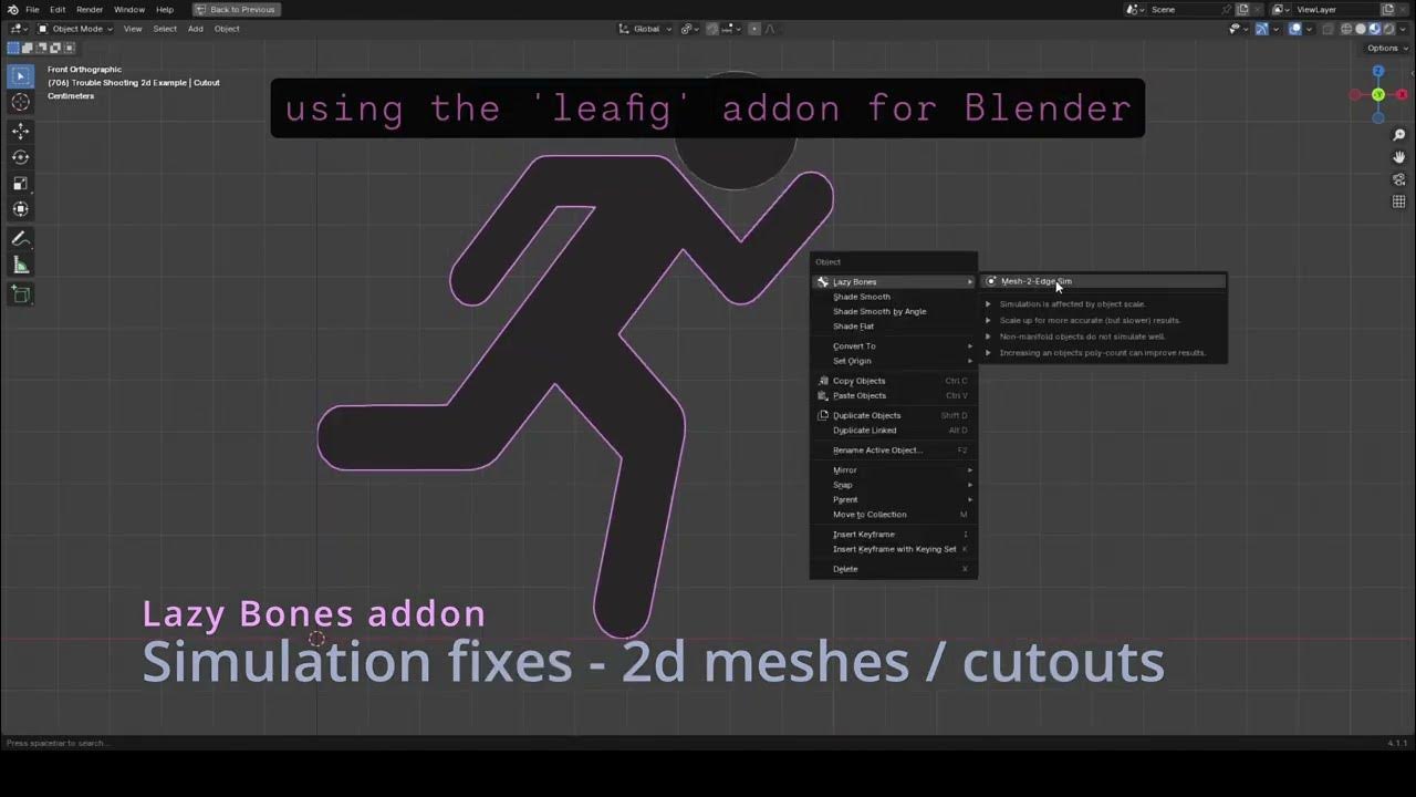 Lazy Bones (Blender Addon) - Simulation Fixes - 2d / cutouts - YouTube