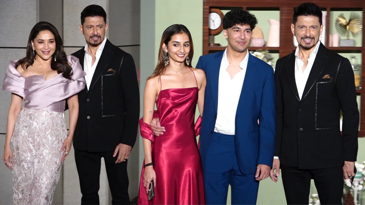 Madhuri Dixit Family | Madhuri, Shriram, Arin Nene arrives at NMACC ...