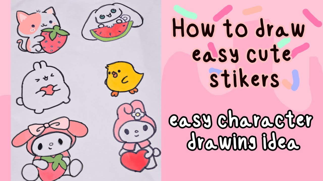 How to draw cute and easy stikers and characters drawing. easy cute ...