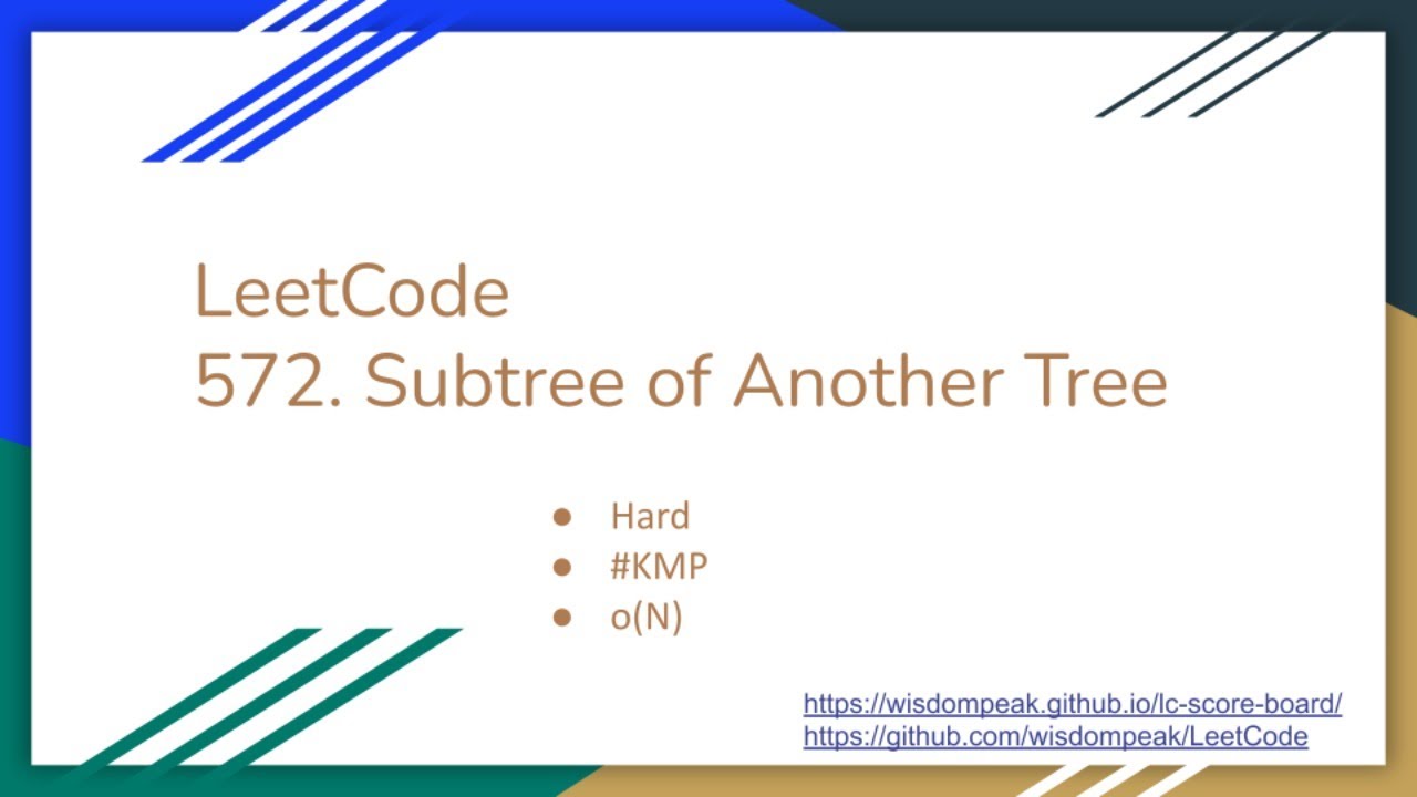 【每日一题】572 Subtree Of Another Tree 262021 Youtube