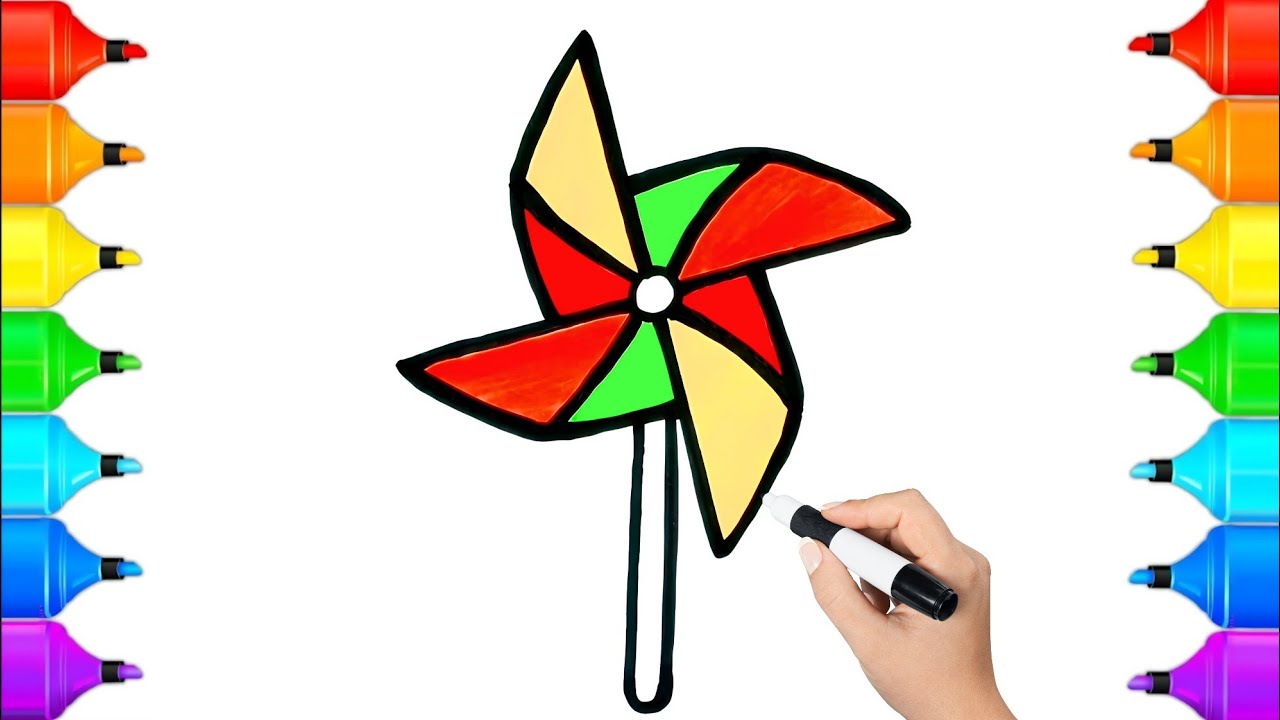 pinwheel drawing || how to draw a pinwheel easy || pinwheel drawing ...