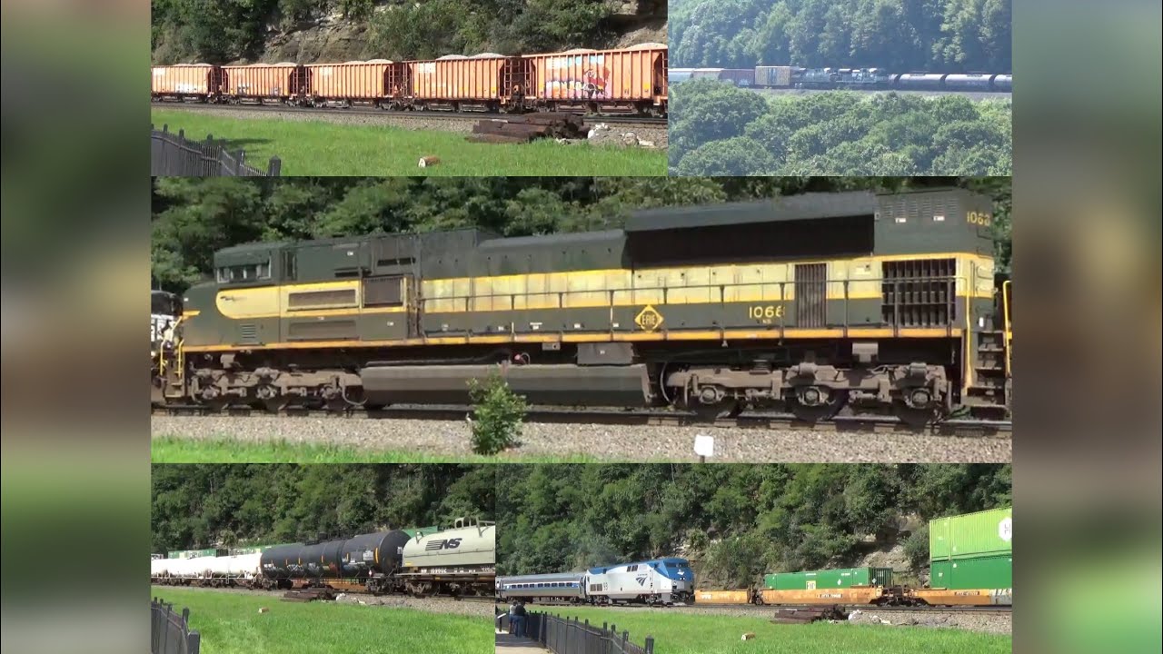 AWESOME!!!! 4 NS Trains Meet at the Horseshoe Curve (Mayhem Of Trains ...