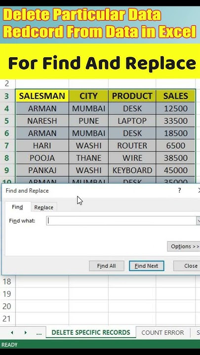 #shorts | Excel Trick |Delete Specific Name| YouTube Shorts | #Excel Shorts | #viral # ...