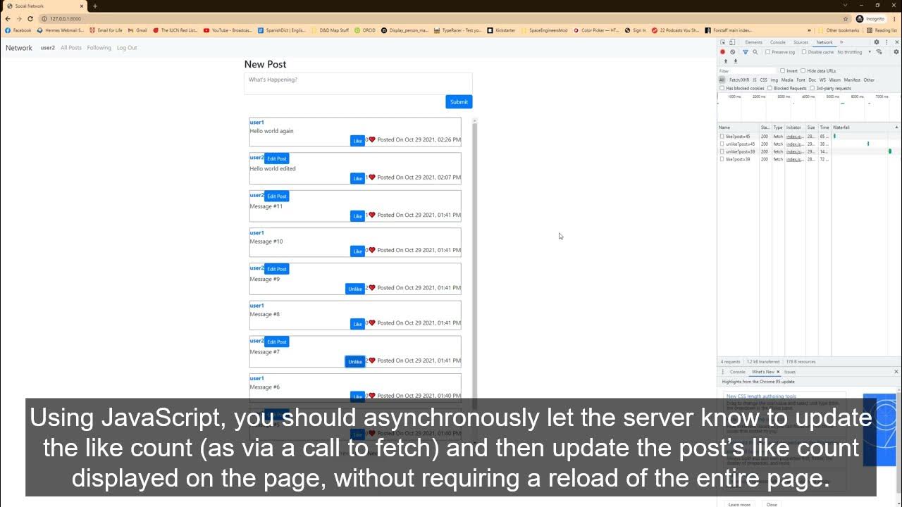 CS50W 2020 - Network - YouTube