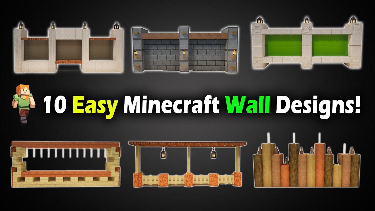 🧱 Minecraft Walls in Minutes! ⏱️ (10 Easy & Amazing Designs) - YouTube