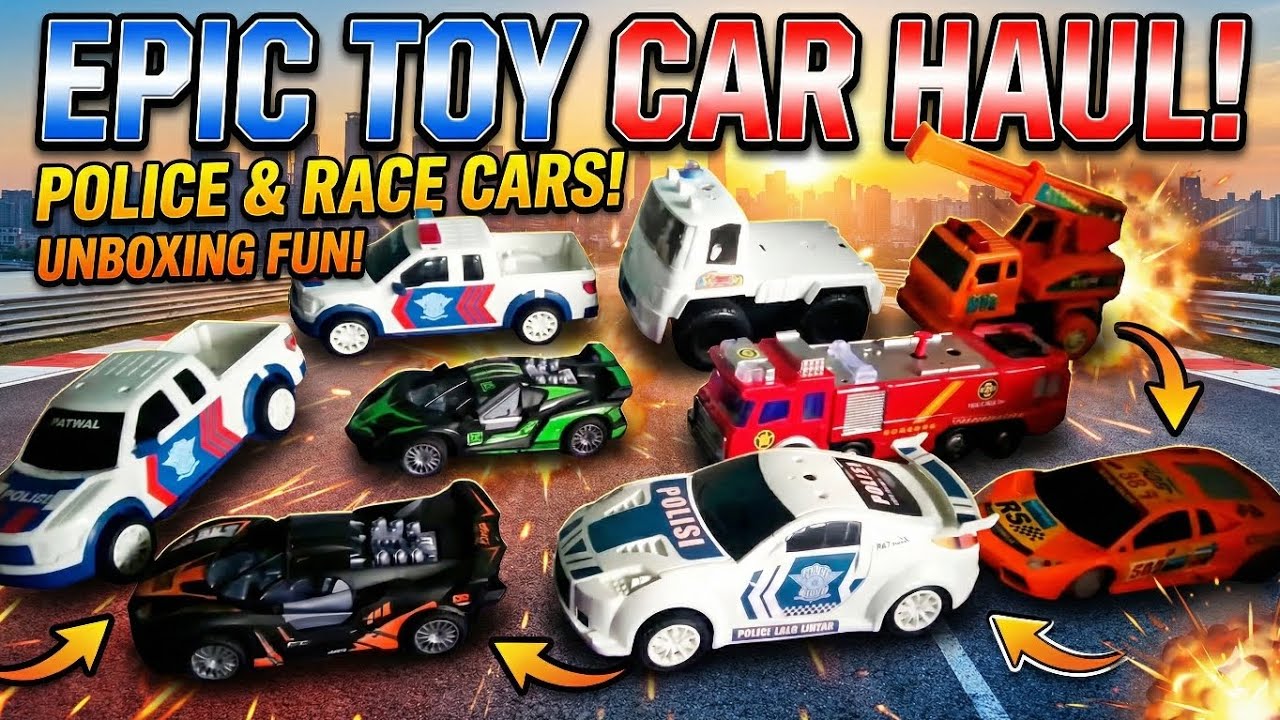 EPIC TOY CAR HAUL! 🚓🏎️ Police & Race Cars Unboxing | Kids Fun Video ...