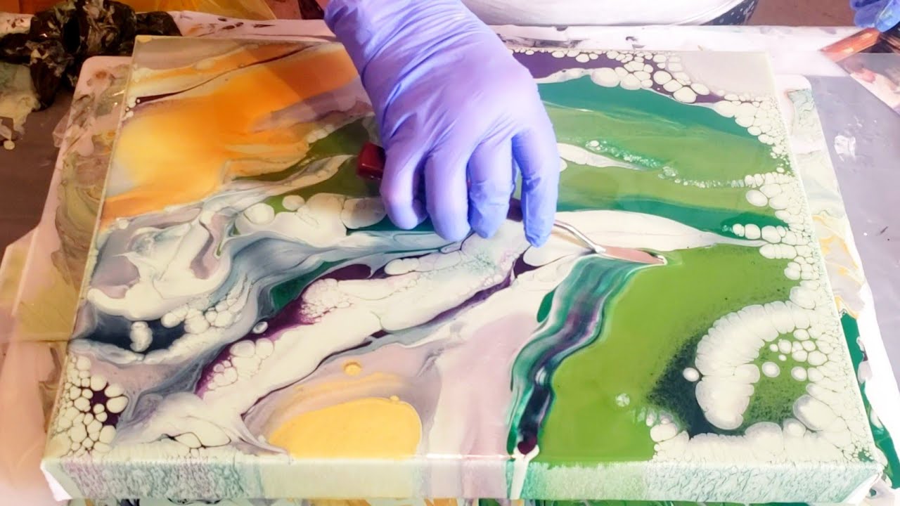 Puddle Pour Pearl Cells | Acrylic Pour Painting | Cloud Effects - YouTube