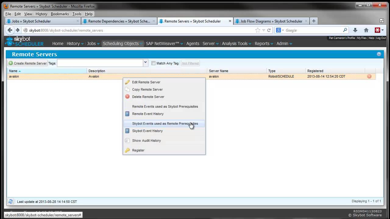Skybot and Robot/SCHEDULE Interface - YouTube