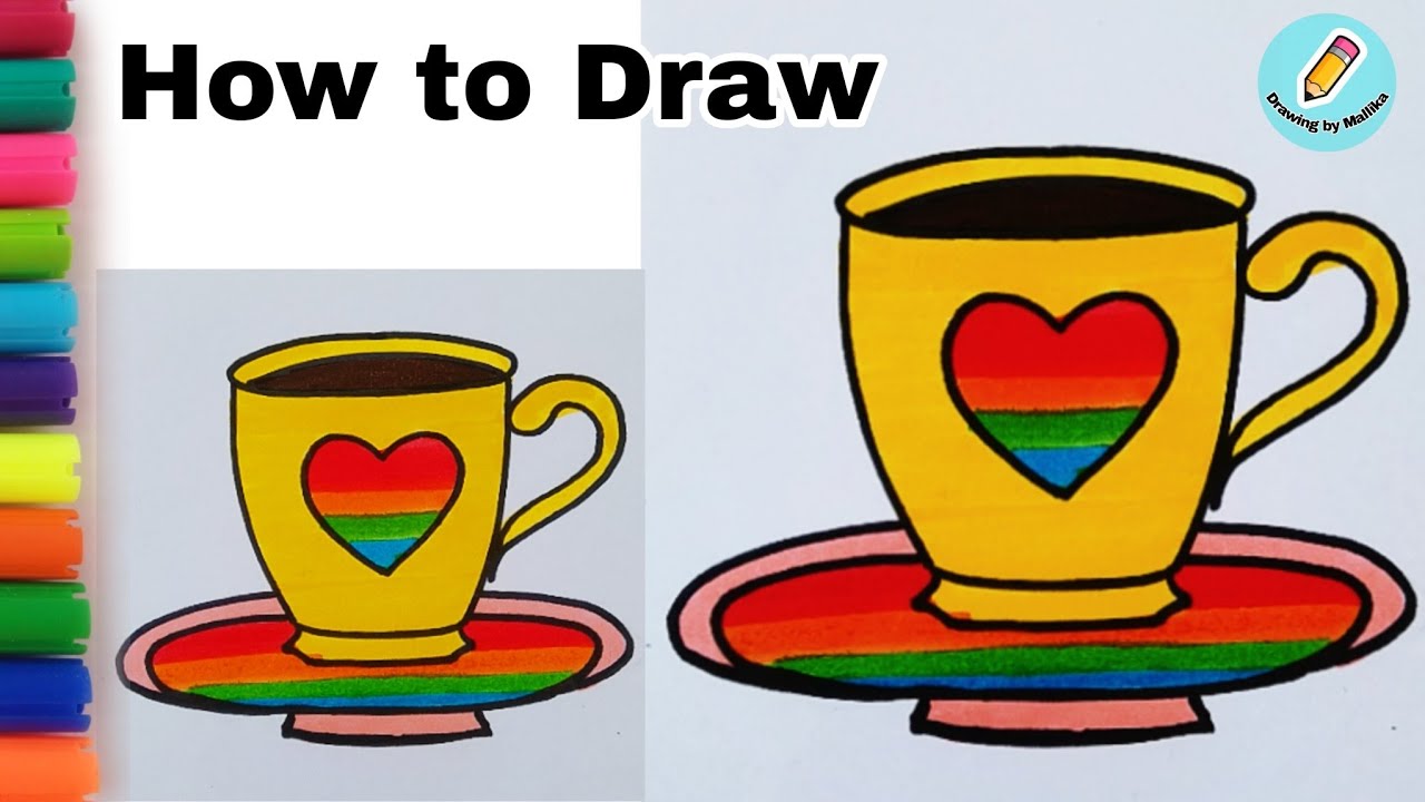 How to Draw A Cup 🍵 | Easy Cup Drawing | Easy Drawing @DrawingbyMallika ...