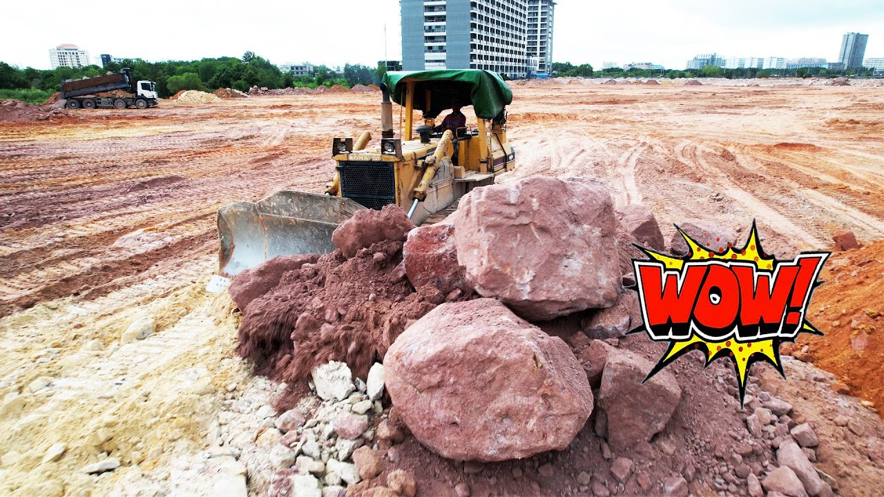 Ep89. Wow! Amazing Huge Stones Moving by Dozers & Trucks Teams ...