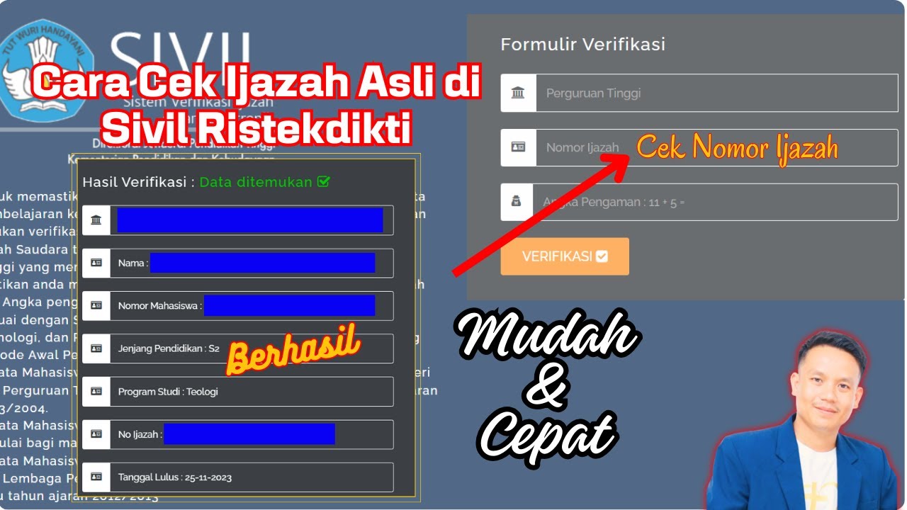 Cara Cek Ijazah Asli online di SIVIL DIKTI - YouTube