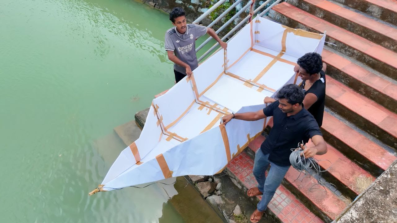 Largest Paper Boat Ever Made | ഒരു യമണ്ടൻ പേപ്പർ ബോട്ട്‼️#experiment # ...
