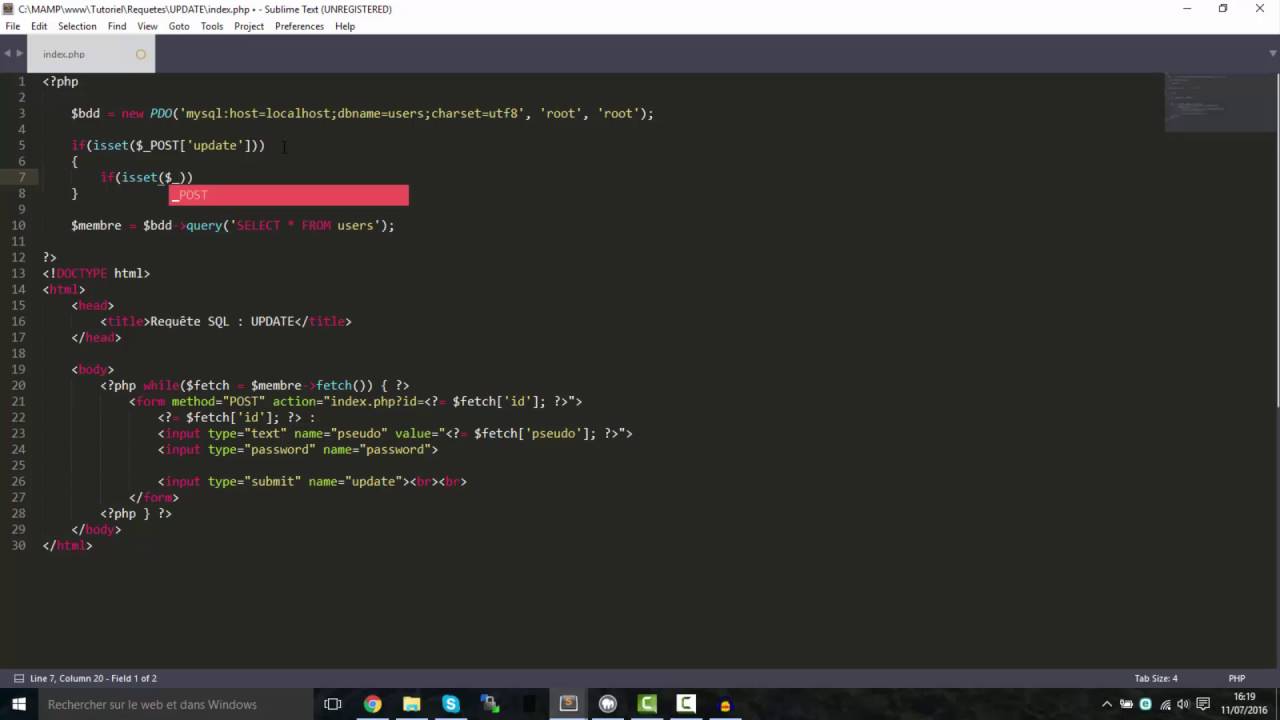 [TUTO] PHP - Les requêtes SQL [UPDATE] - YouTube