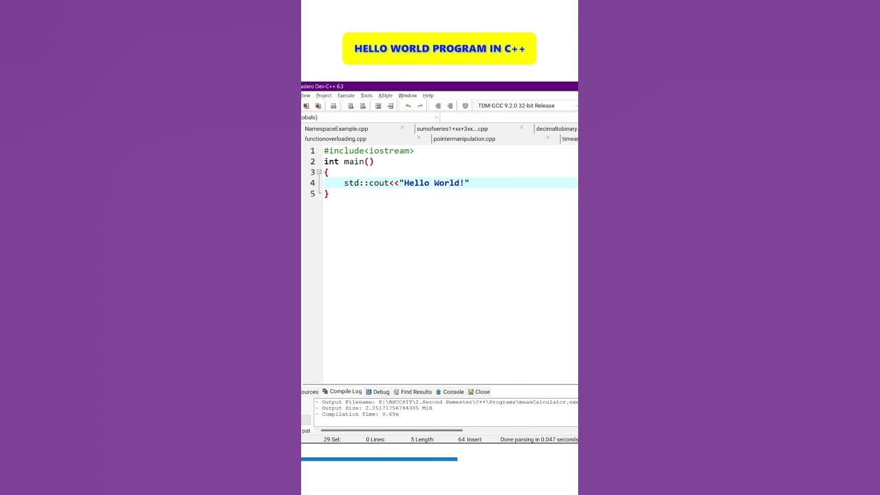 C Hello World Program Cpp C Cprogramming Cplusplusprogramming Fypシ Viral Reels Usa