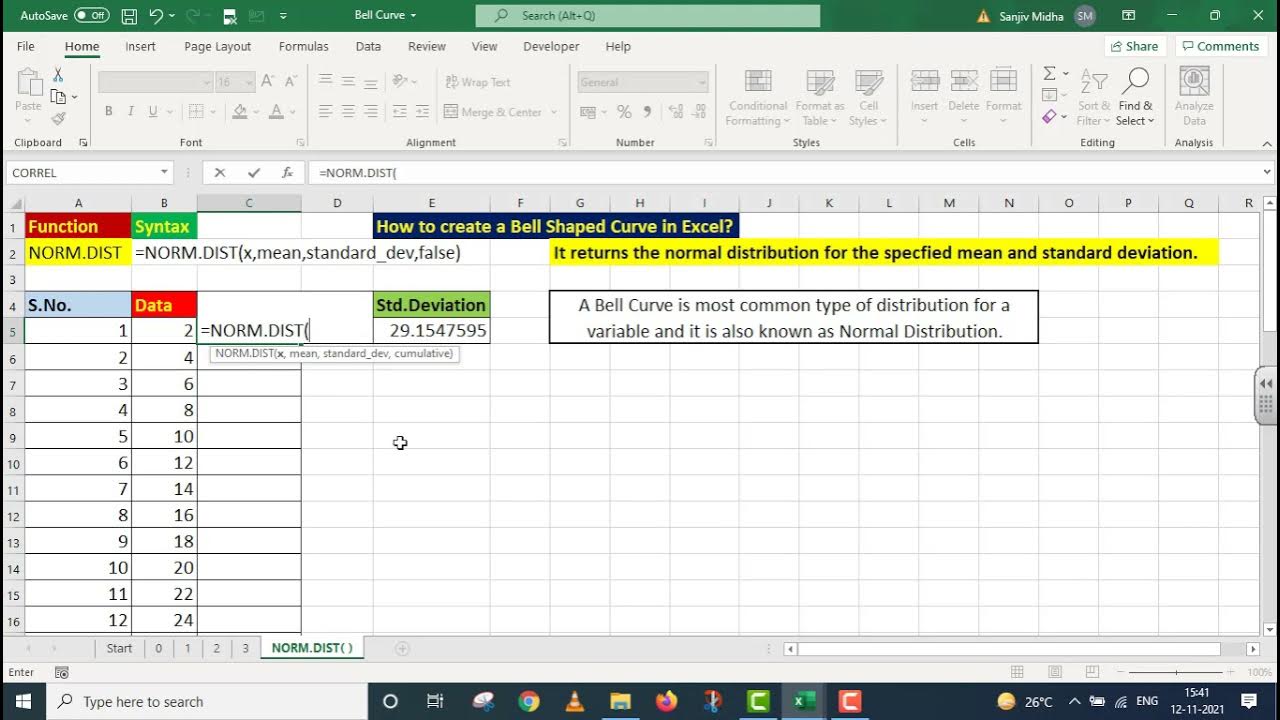 NORM DIST Function - YouTube