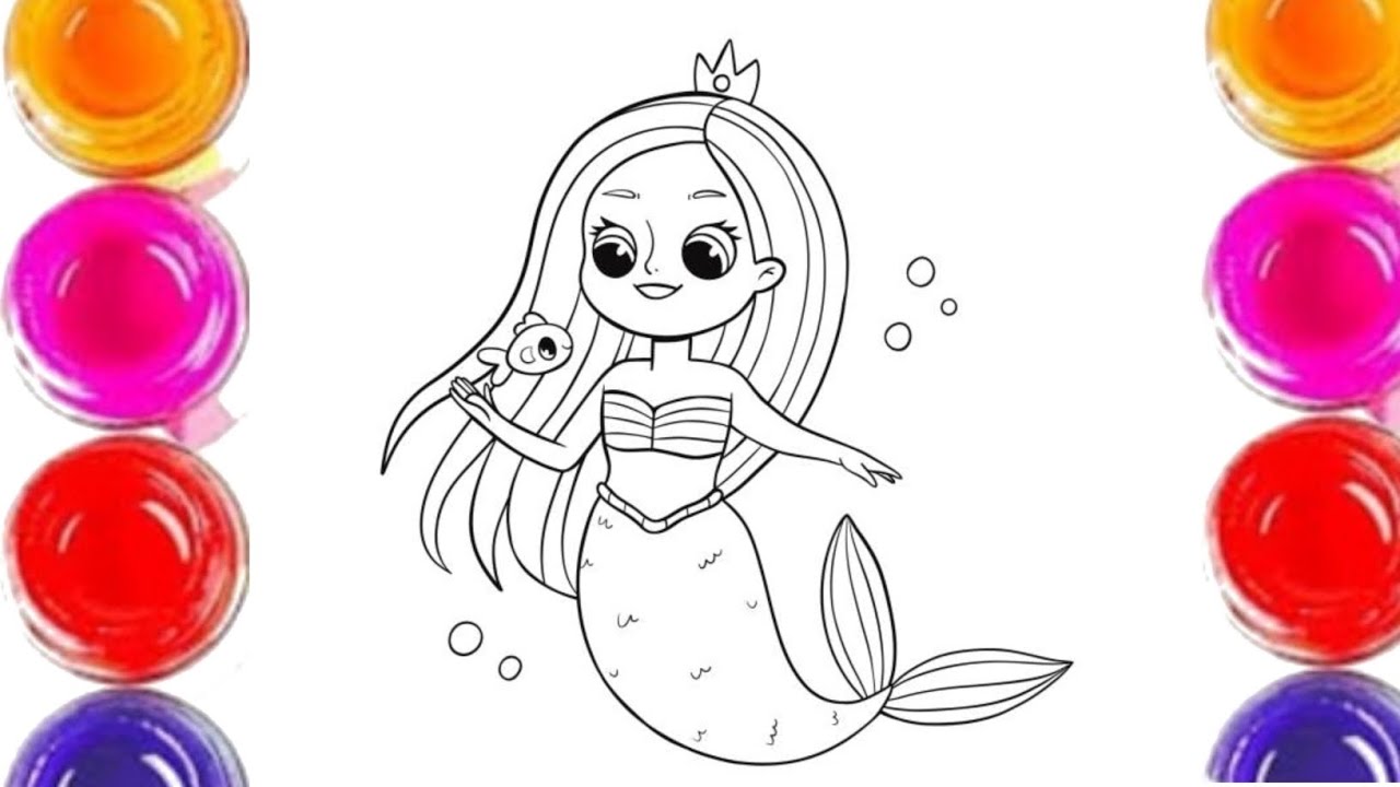 How to Drow Mermaid 🧜Drowing and coloring for kids , Let's Drow ...