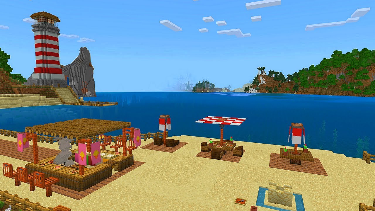 Como fazer DECORAÇÃO de PRAIA no Minecraft - YouTube