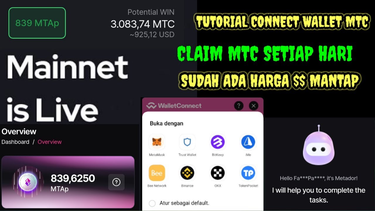 Tutorial Connet Wallet Add RPC MTC Metatime Claim MTC Setiap Hari ...