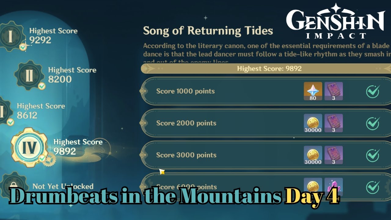 Song of Returning Tides - Score 9892 - Dance of Resolute Will Day 4 | Genshin Impact - YouTube