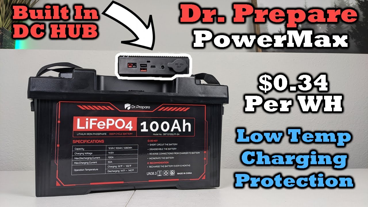Dr. Prepare PowerMax HUB! 100ah LFP Battery with Built In DC Outputs ...