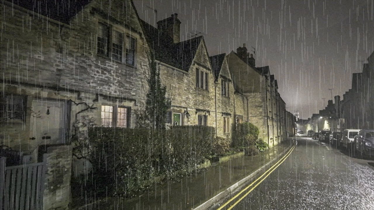 A Night Walk in the Rain in a COTSWOLD Town || ENGLAND || 4K HDR - YouTube