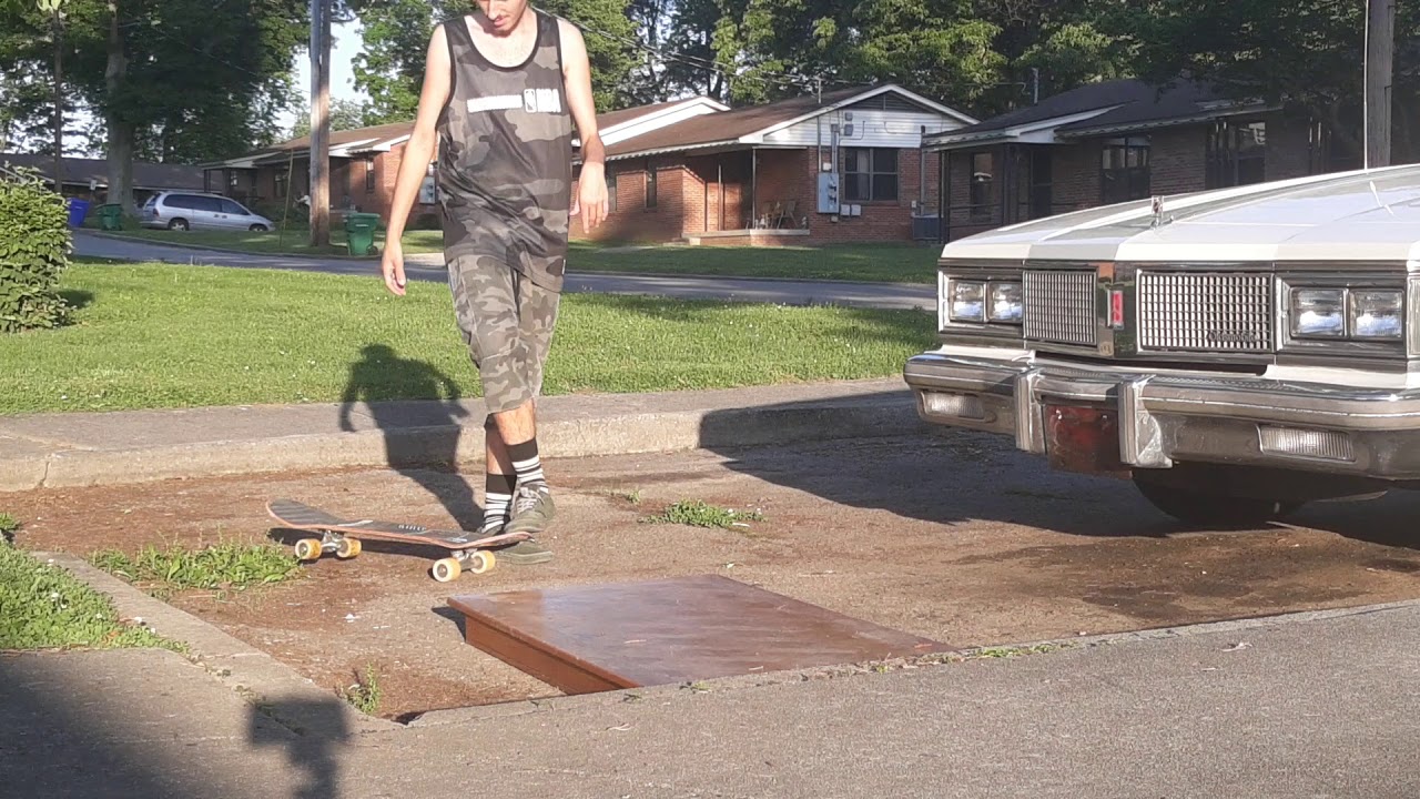 I'm skateboarding my box in my driveway at my car 😆 - YouTube