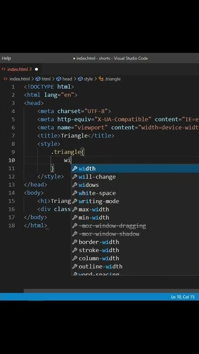 Triangle creation | HTML and CSS Tutorial using VSCode editor 2022 #shorts - YouTube
