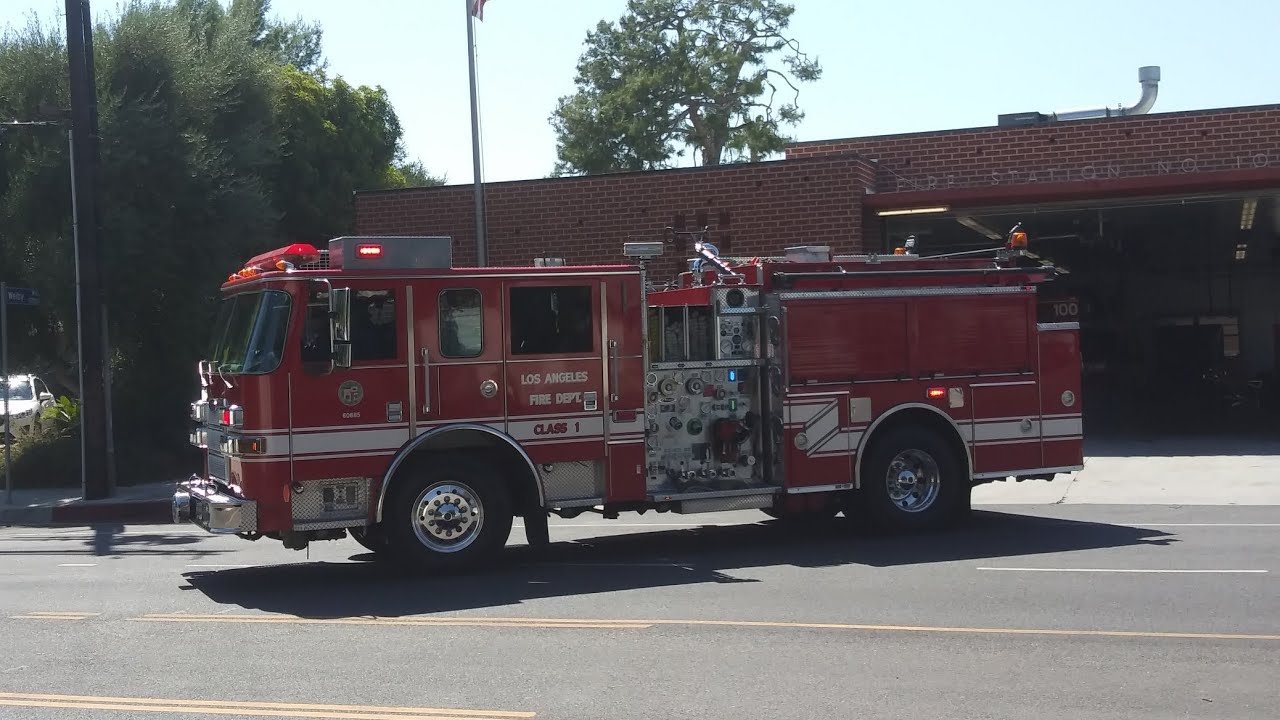 LAFD Engine 100 (Reserve) and Rescue 100 Responding - YouTube