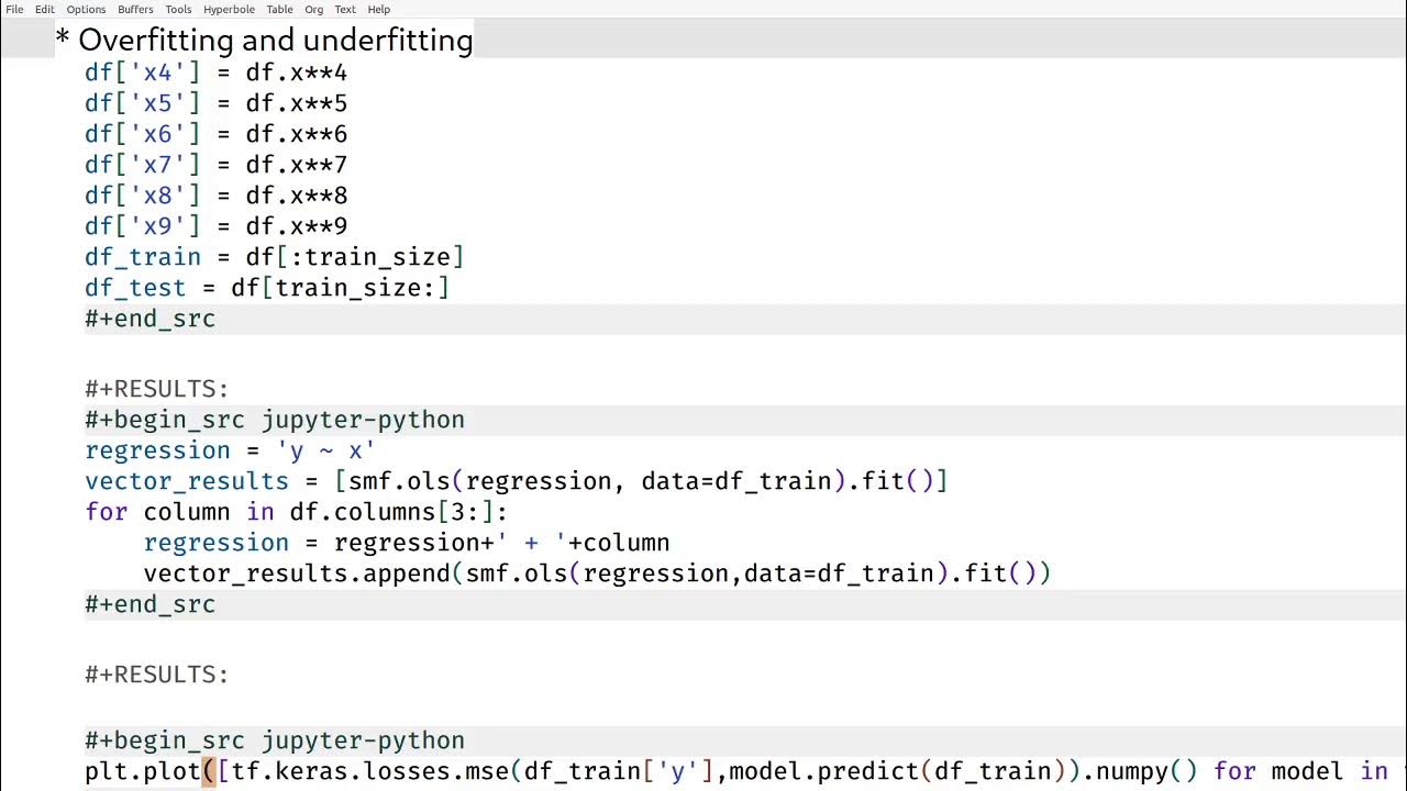 underfitting overfitting with emacs and python - YouTube
