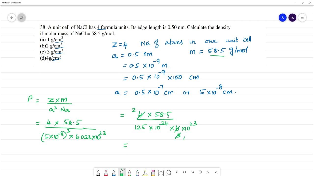 A unit cell of NaCl has 4 formula units. Its edge length is 0.50 nm ...